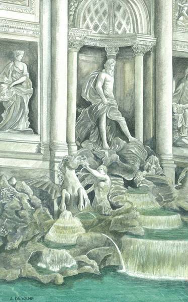 Artwork - Trevi Fountain, na b... by Andy Devane